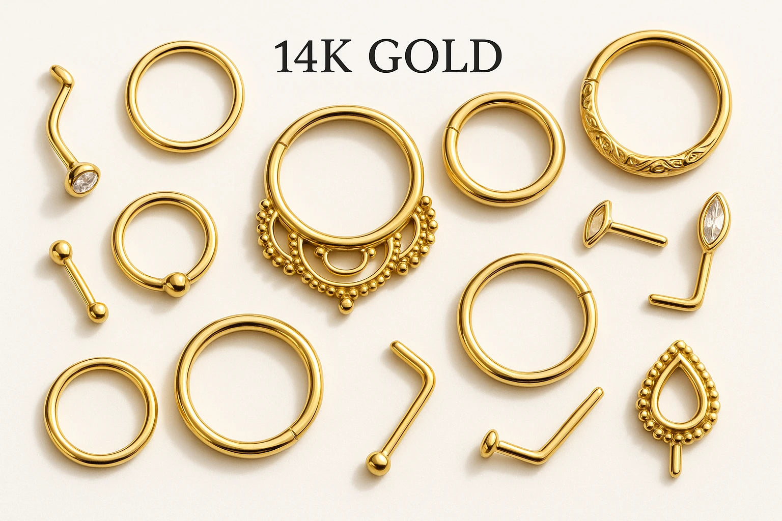 Buy 14k Gold Nose Rings with Natural Diamond - Vivid Sparkle
